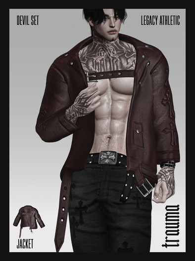 Second Life Marketplace - [TRAUMA] - DEVIL Jacket (Red Dust Leather) [Legacy]